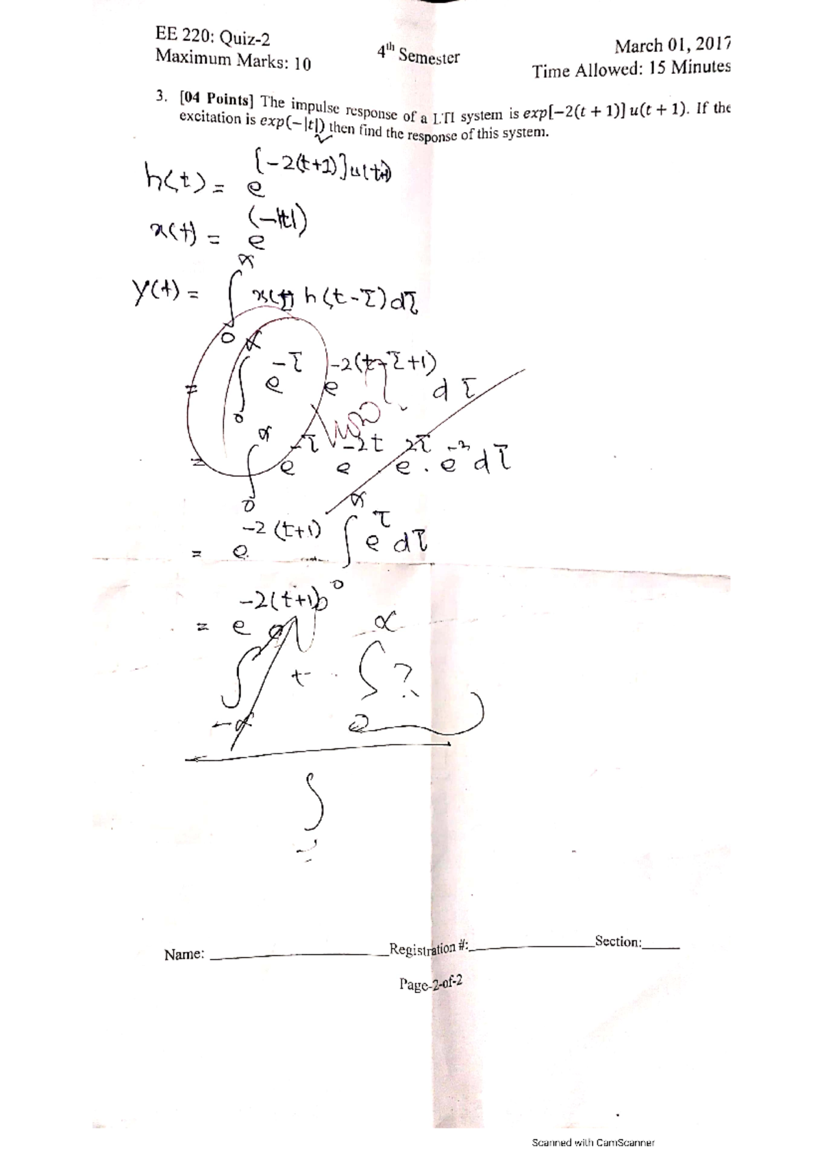 FINAL 1 2 March 2019, questions and answers - Signals and Systems - Studocu