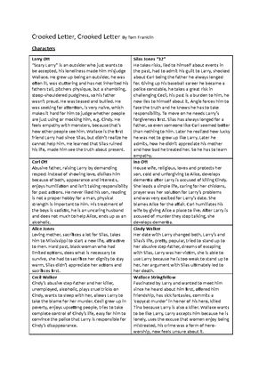 Crooked Letter Relationship and Plot - Englisch - Studocu
