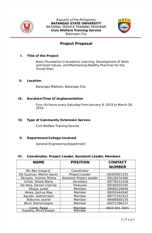 CWTS Project Proposal ( Group 9) - National Service Training Program ...