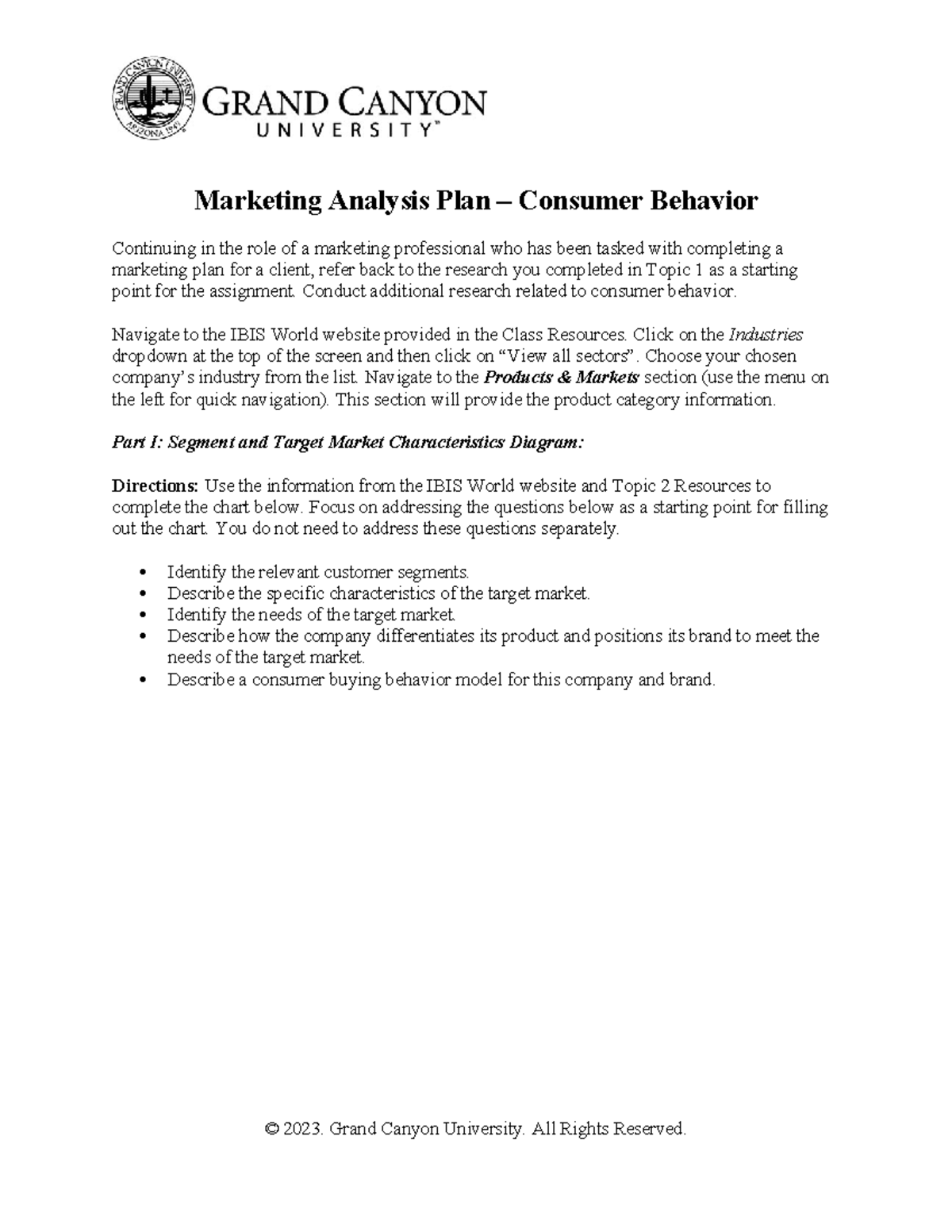 Marketing Consumer Needs worksheet - Marketing Analysis Plan – Consumer ...