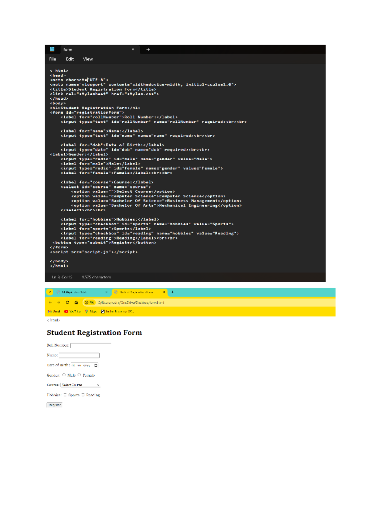 Stuform - html stu form - Computer Programming - Studocu