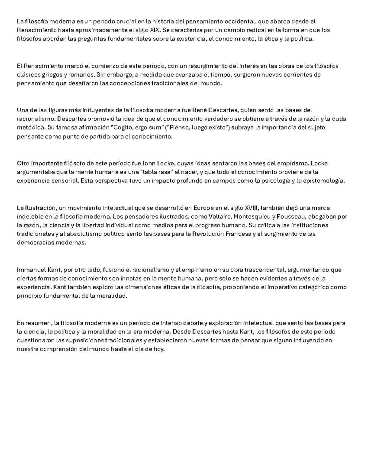 Filosofia Moderna - La filosofía moderna es un período crucial en la ...