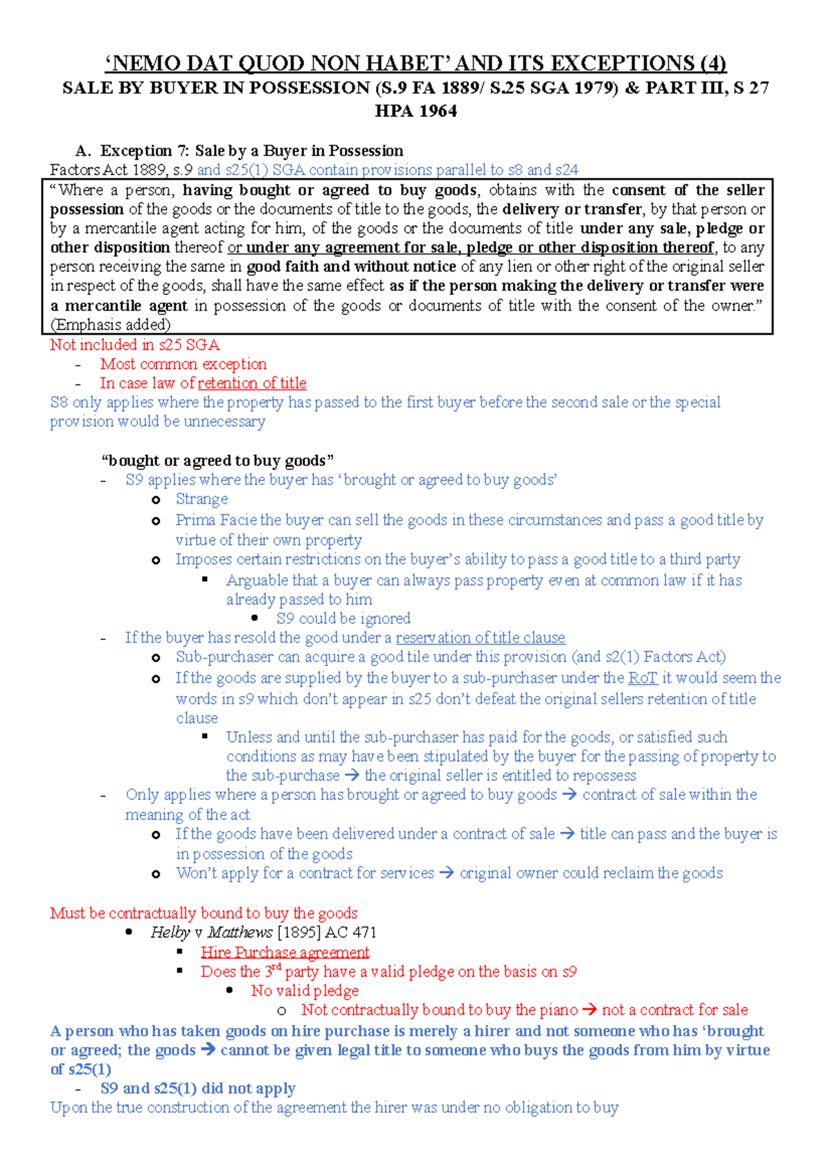 4 nemo dat and exception - ‘NEMO DAT QUOD NON HABET’ AND ITS EXCEPTIONS (4) SALE BY BUYER IN ...