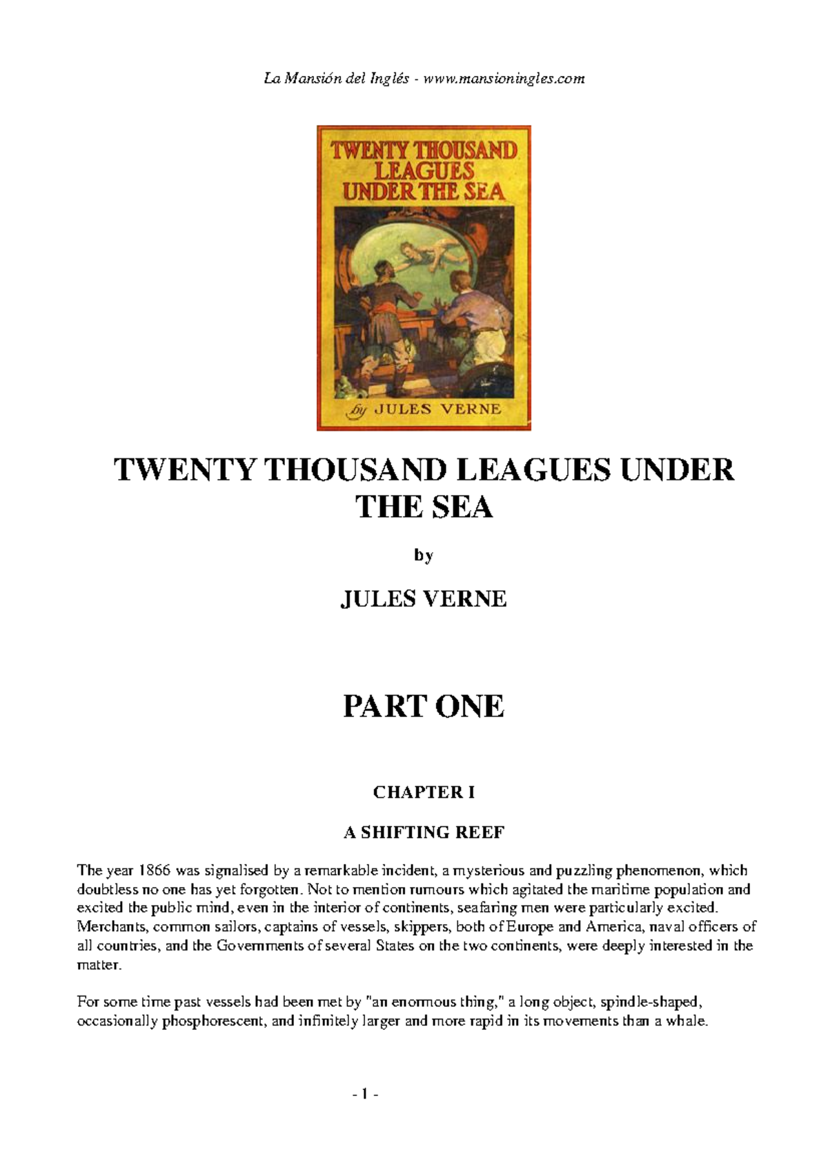 Undersea - TWENTY THOUSAND LEAGUES UNDER THE SEA by JULES VERNE PART ...