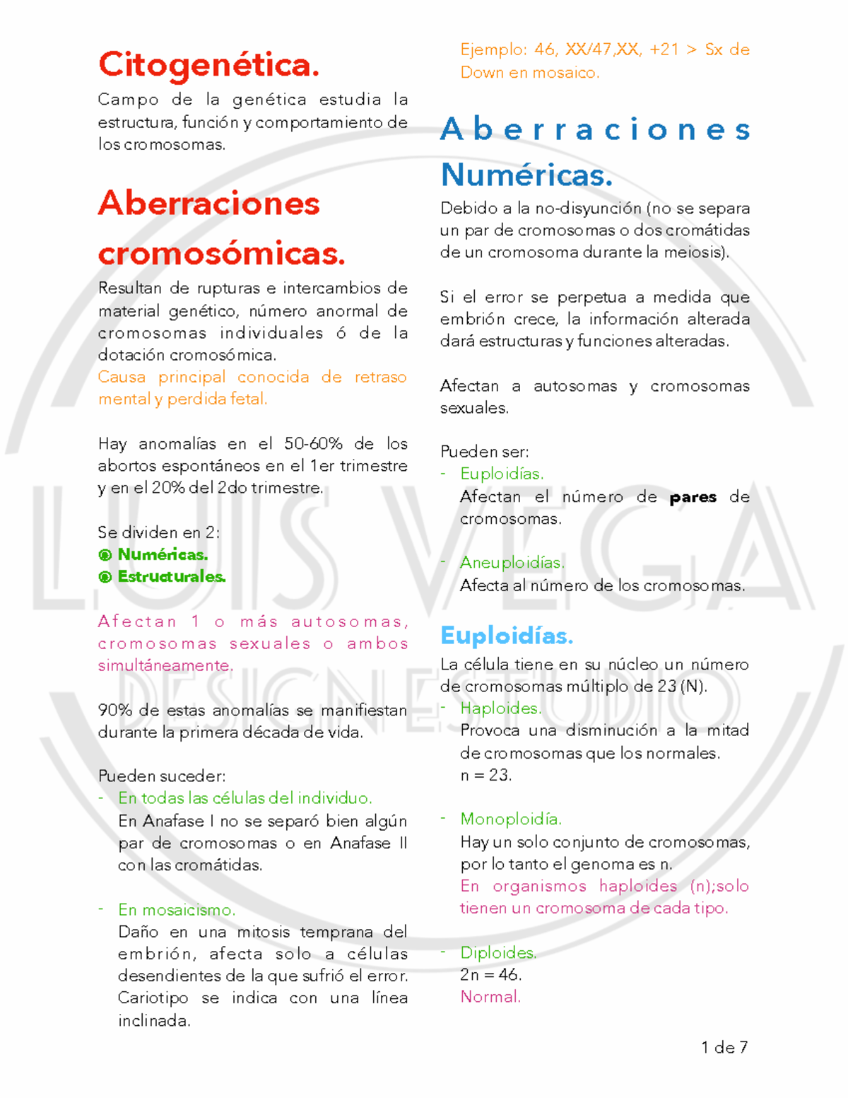 Citogenética - Campo de la genética estudia la estructura, función y ...