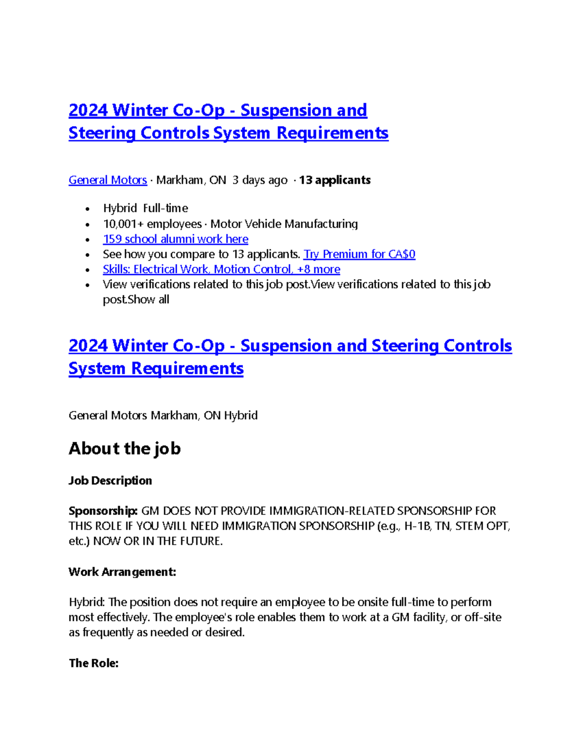 Activity 3.1 coop job GM - 2024 Winter Co-Op - Suspension and Steering ...