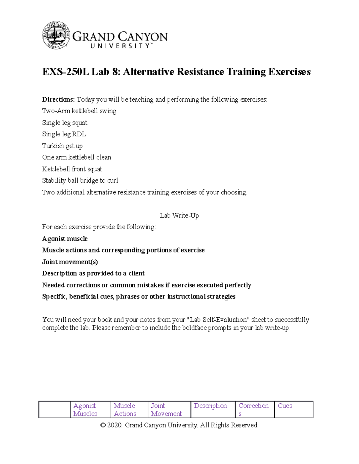 W8 Lab - The assigned lab for this week - EXS-250L Lab 8: Alternative ...