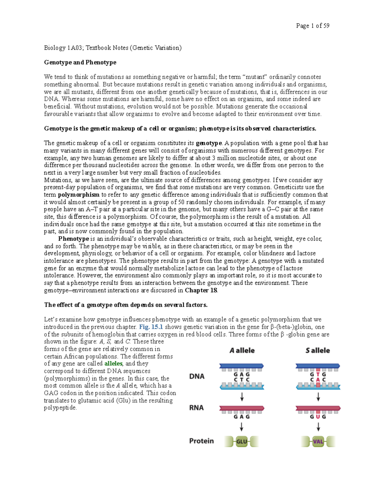 Biology 1A03; Textbook Notes (Theme 5) - Biology 1A03; Textbook Notes ...