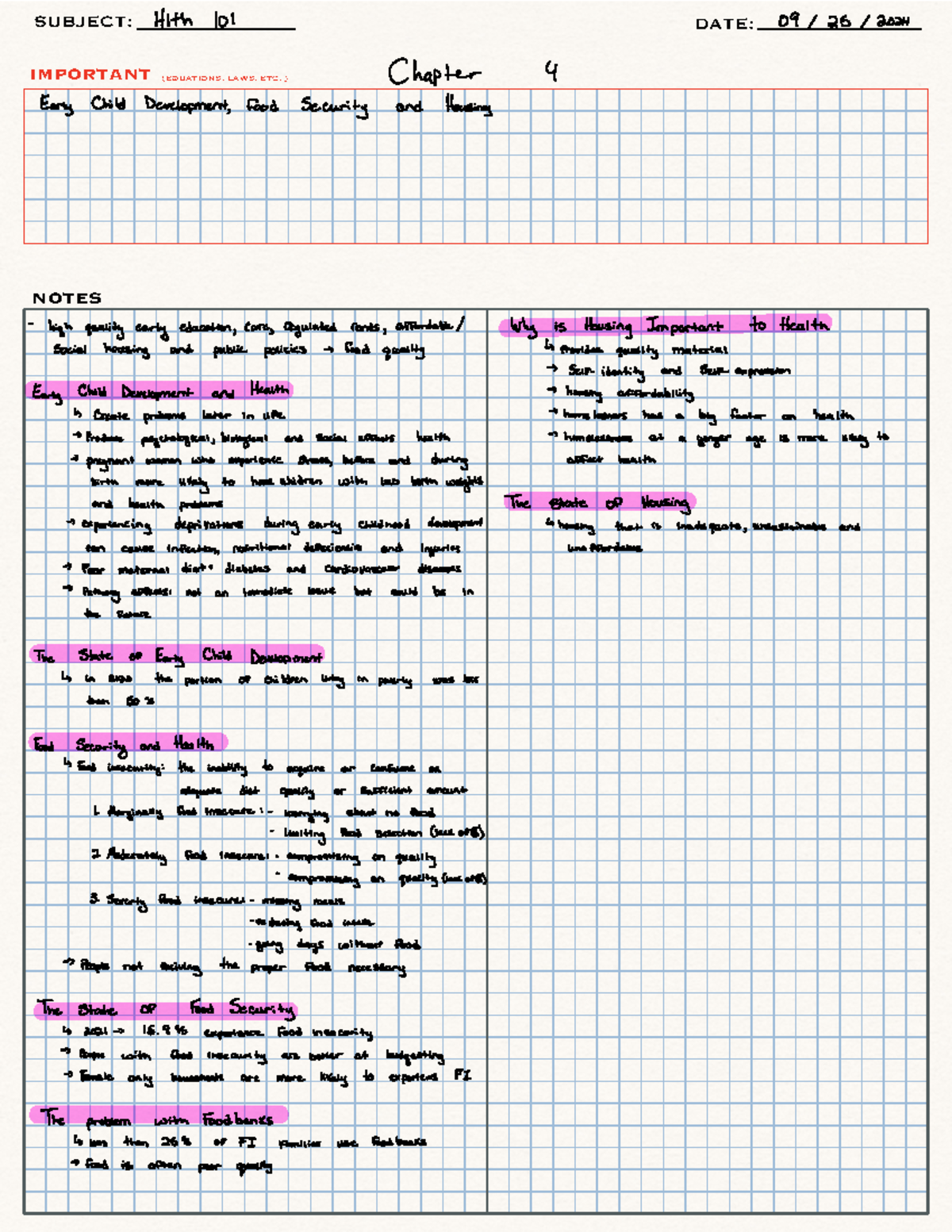 Chap 4 health - notes - SUBJECT: IMPORTANT LECTURE : DATE: (EQUATIONS ...