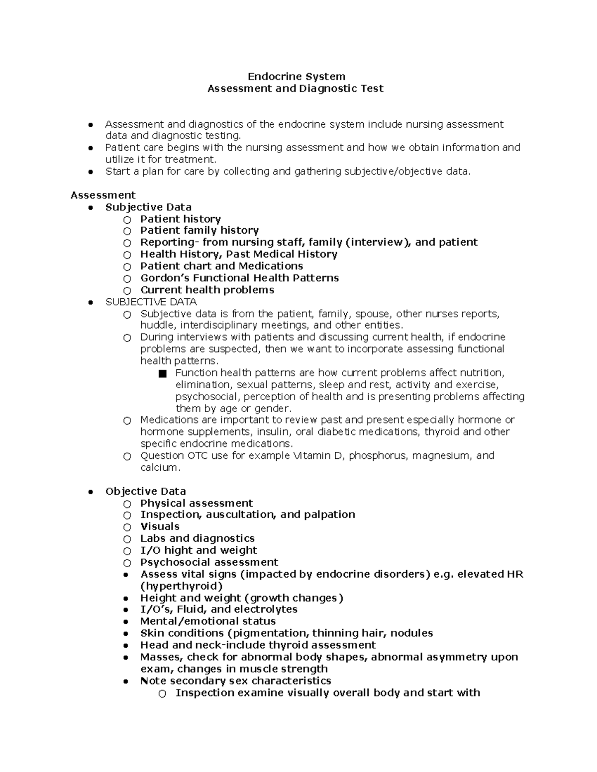 2 endo assessment and diagnostic - Endocrine System Assessment and ...
