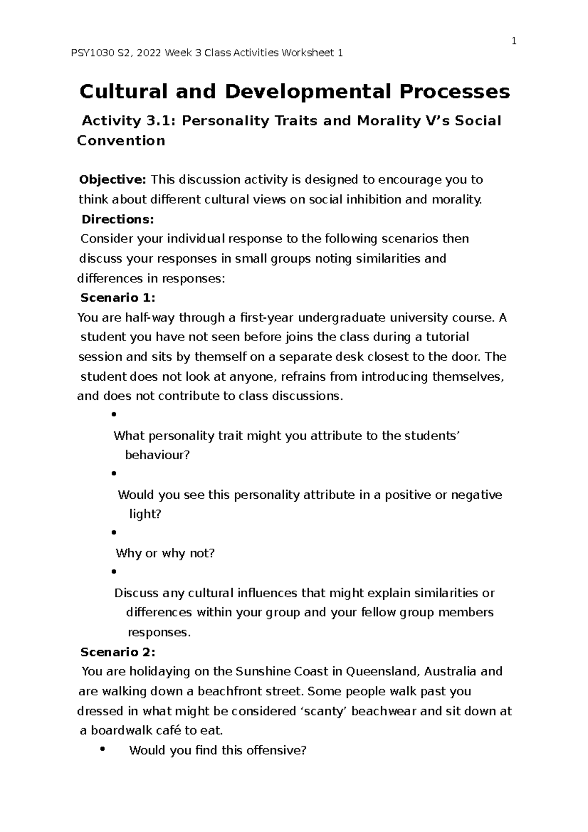 Week 3 Class Activities Worksheet 1 - Developmental Processes - PSY1030 ...