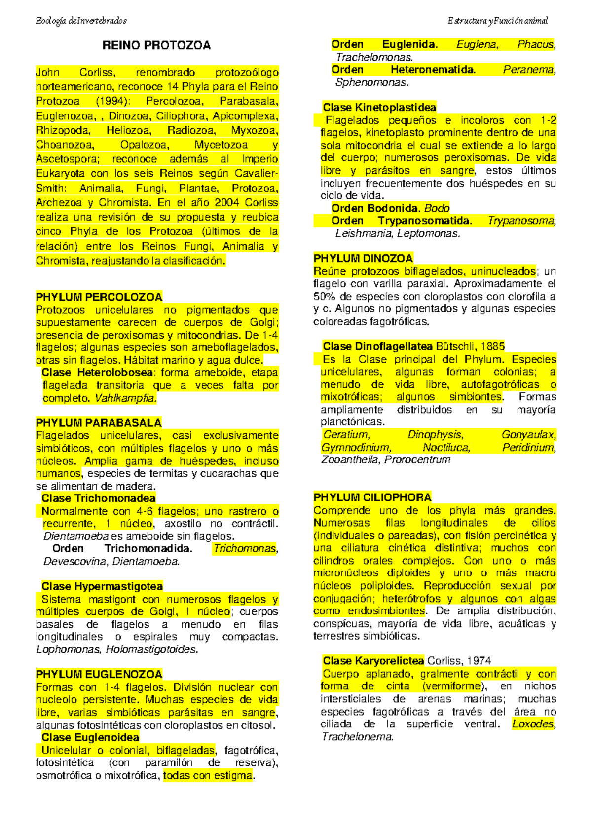 J3Documentodecurso Reino Protista - REINO PROTOZOA John Corliss ...