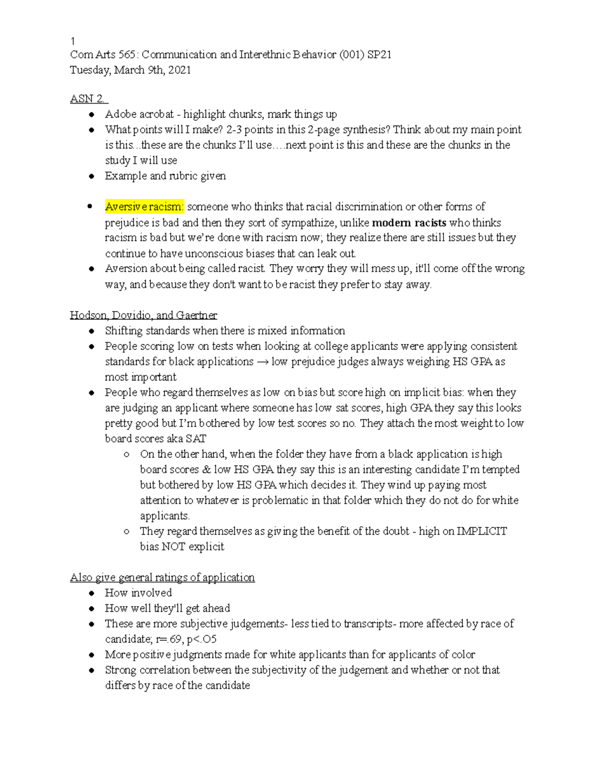 Week 7 PART I - Lecture notes 7 - Com Arts 565: Communication and ...