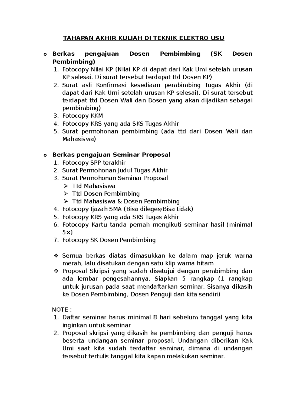 Tahapan Akhir Kuliah DI Teknik Elektro USU - TAHAPAN AKHIR KULIAH DI ...