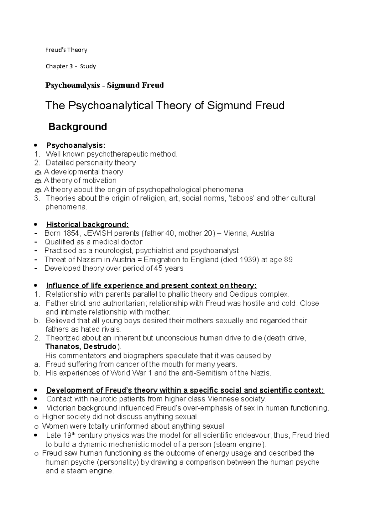PYC2601 Freuds Theory Chapter 3 - Freud’s Theory Chapter 3 - Study ...