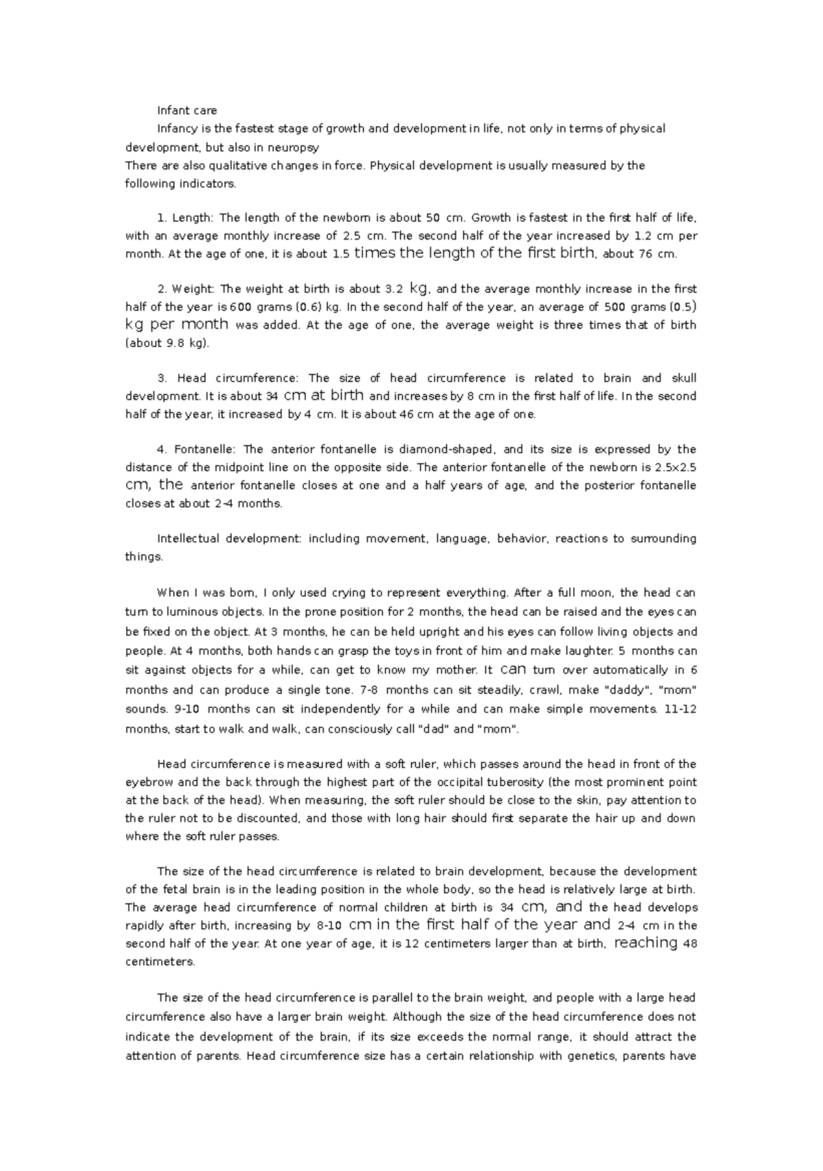 Infant care NURS221 - Infant care Infancy is the fastest stage of ...