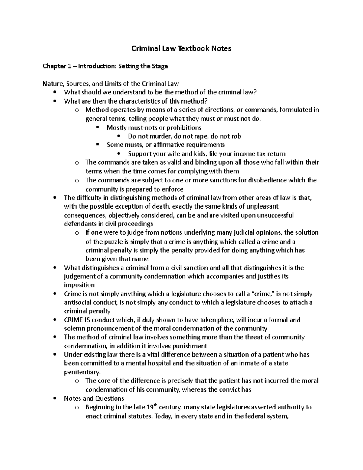 DU - Criminal Law Textbook Notes - Criminal Law Textbook Notes Chapter ...