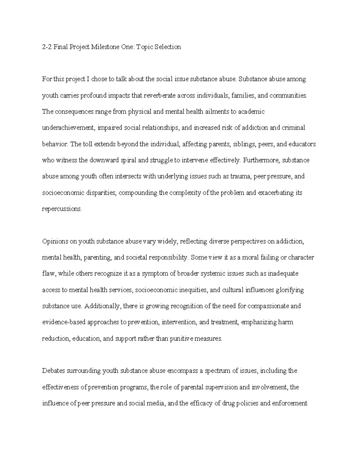 Topic selection - 2-2 Final Project Milestone One: Topic Selection For ...