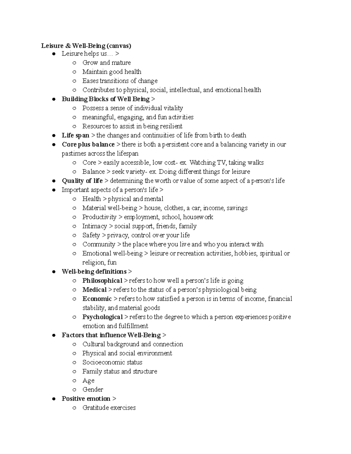 REC 150 Exam 2 Notes - Leisure & Well-Being (canvas) Leisure helps us ...