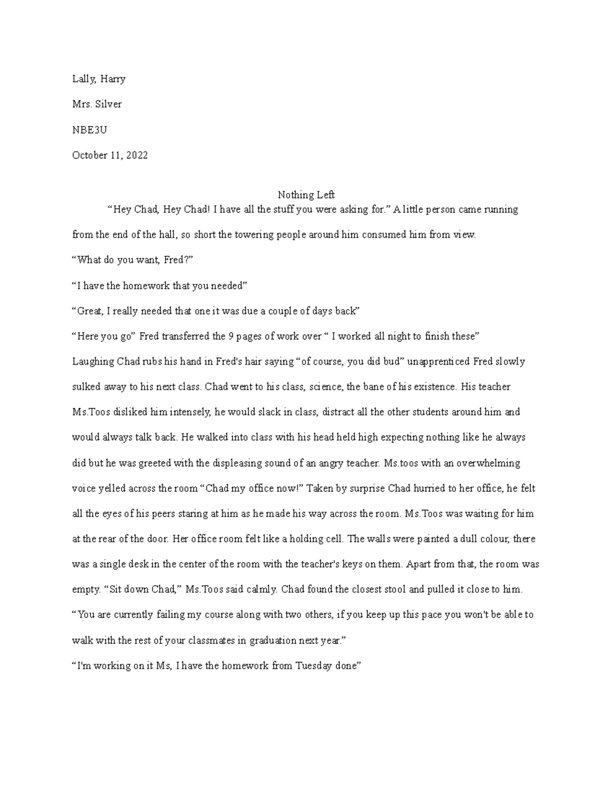 Rough copy Edit - III - Lally, Harry Mrs. Silver NBE3U October 11, 2022 ...