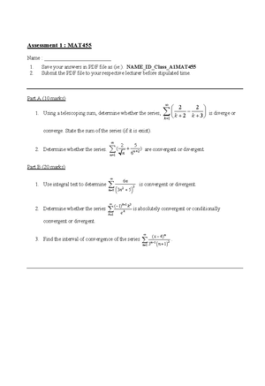 Assignment MAT455 - Nama: DANISH HAIKAL BIN MOHAMAD HAMZANI (2022809882) Nama: MUHAMMAD FAHMI ...