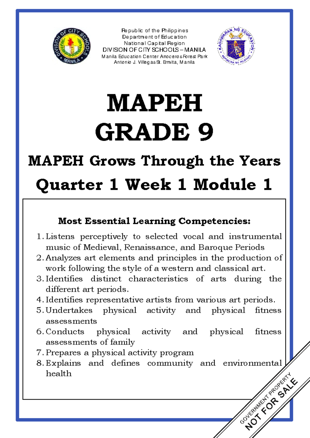 Mapeh-grade-9-quarter-1-week-1-module-1 compress - Republic of the ...