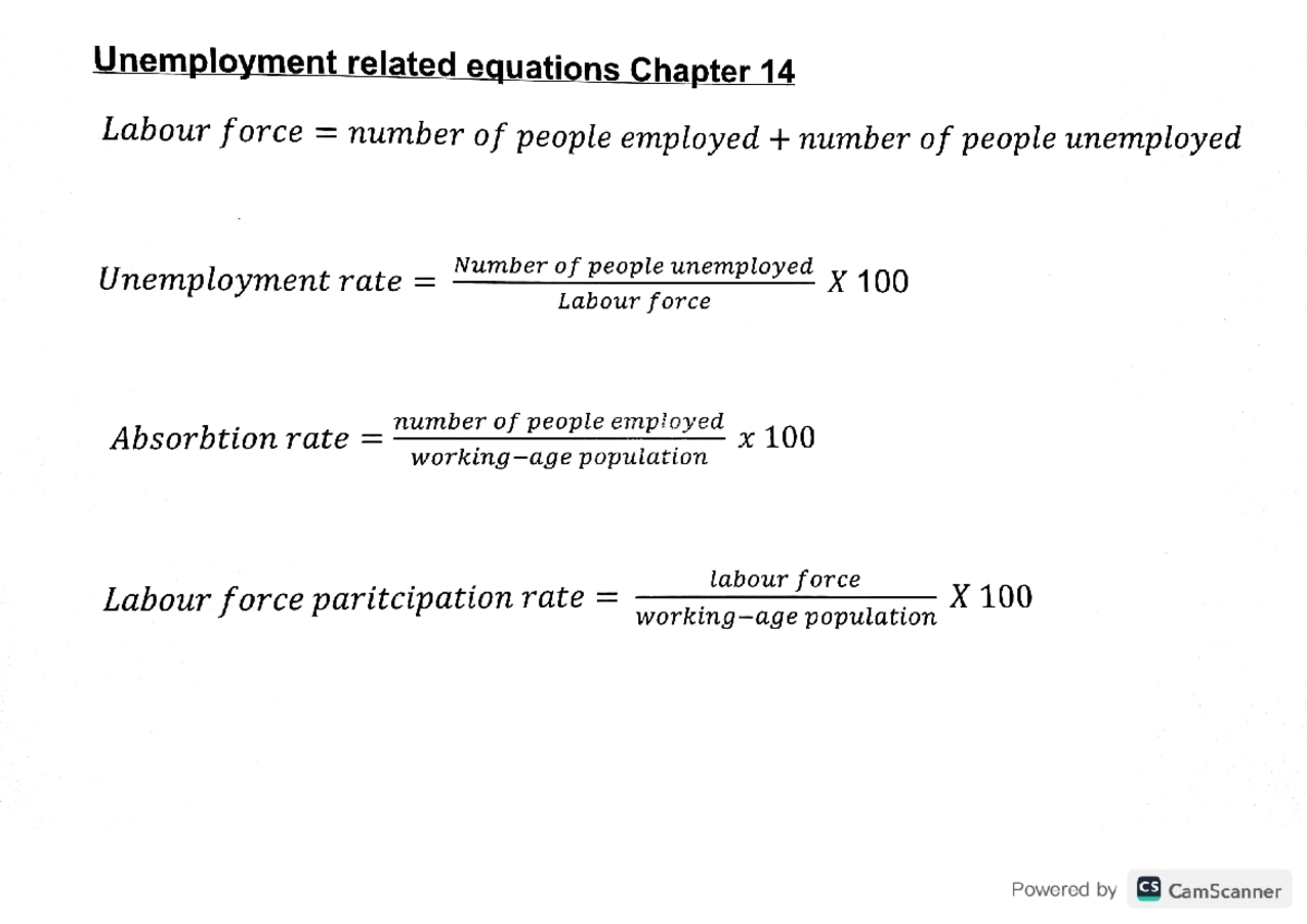 ECC102 Unemployment Equations - Unemployment related equations Chapter ...