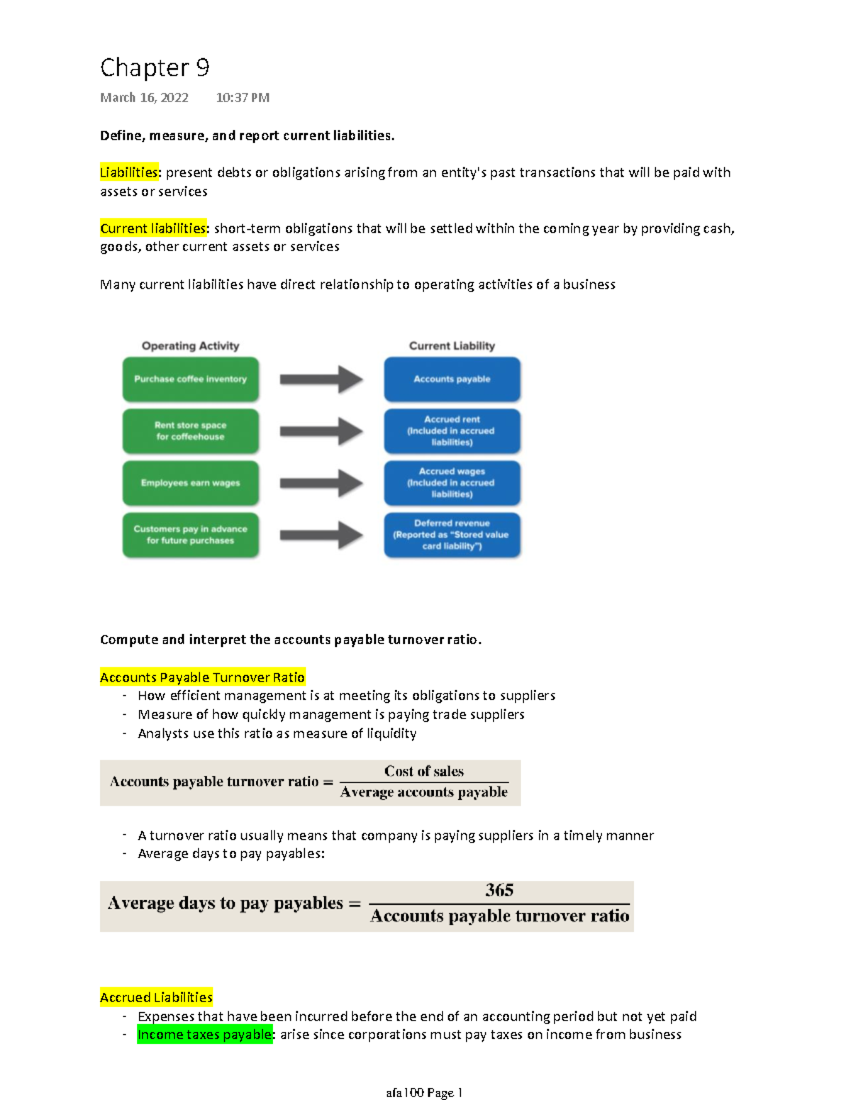 Chapter 9 - Financial Accounting - Define, measure, and report current ...