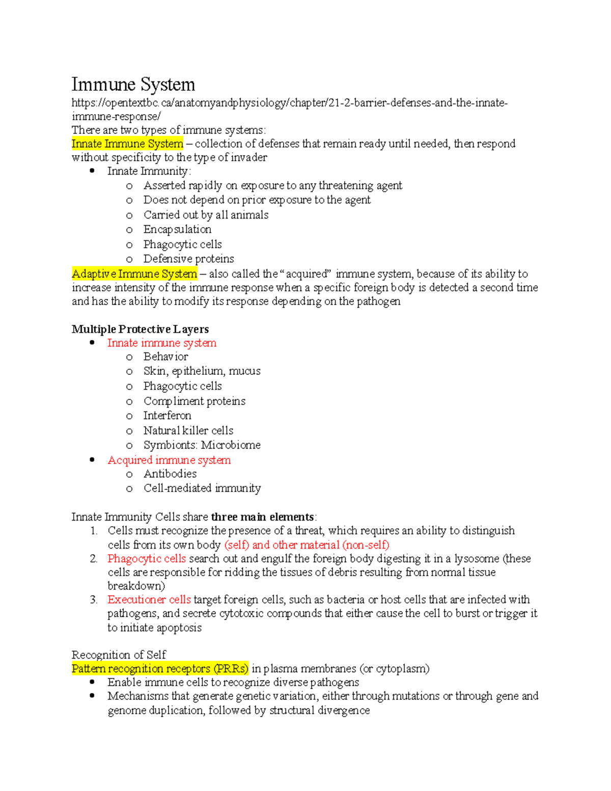 Immune-System - Lecture notes Immune System - Immune System - Studocu