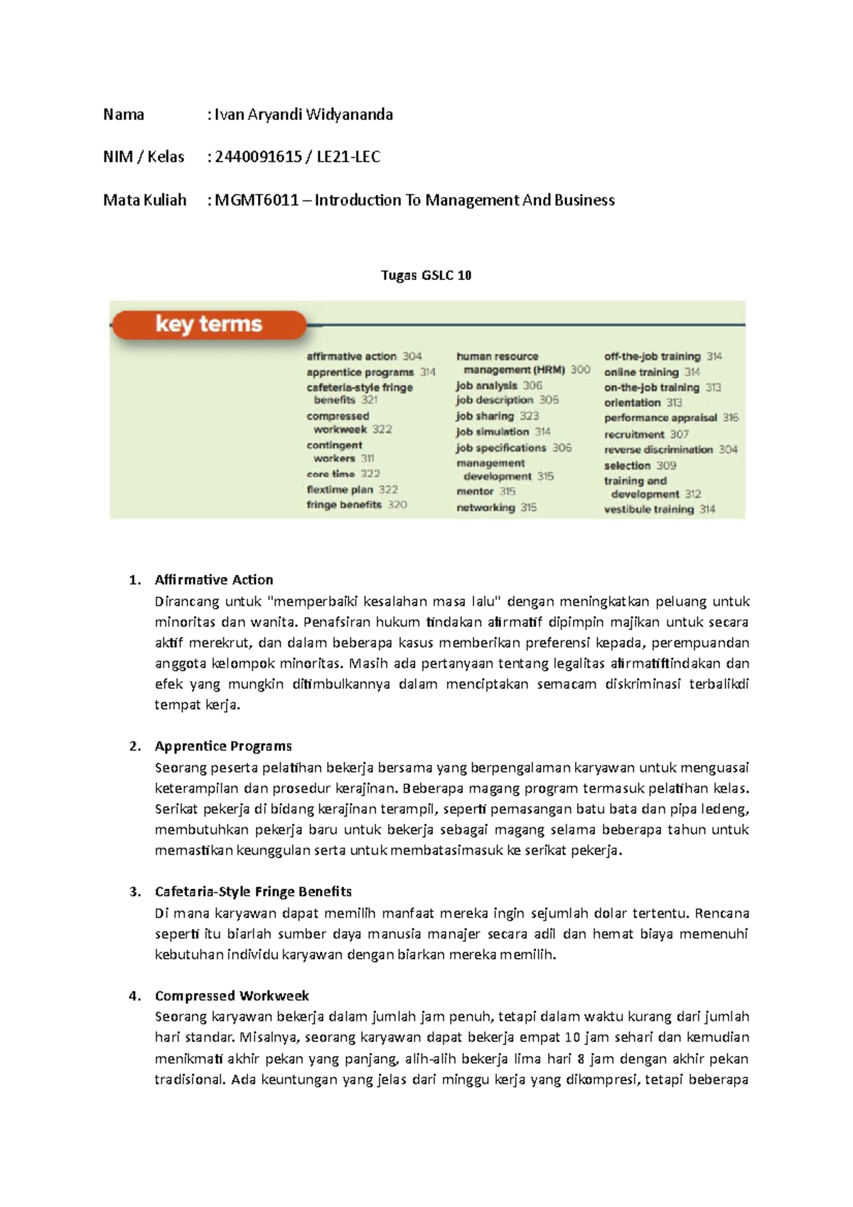 Tugas GSLC 10 - Nama : Ivan Aryandi Widyananda NIM / Kelas : 2440091615 / LE21-LEC Mata Kuliah ...
