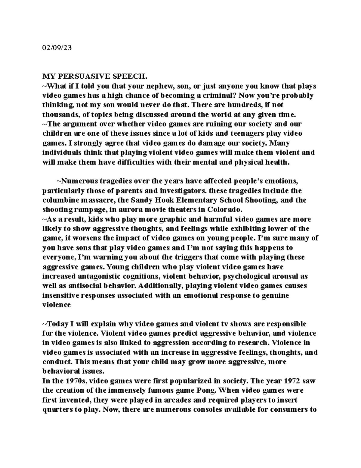 Persuavsive Speech - proof. cami - 02/09/ MY PERSUASIVE SPEECH. ~What ...