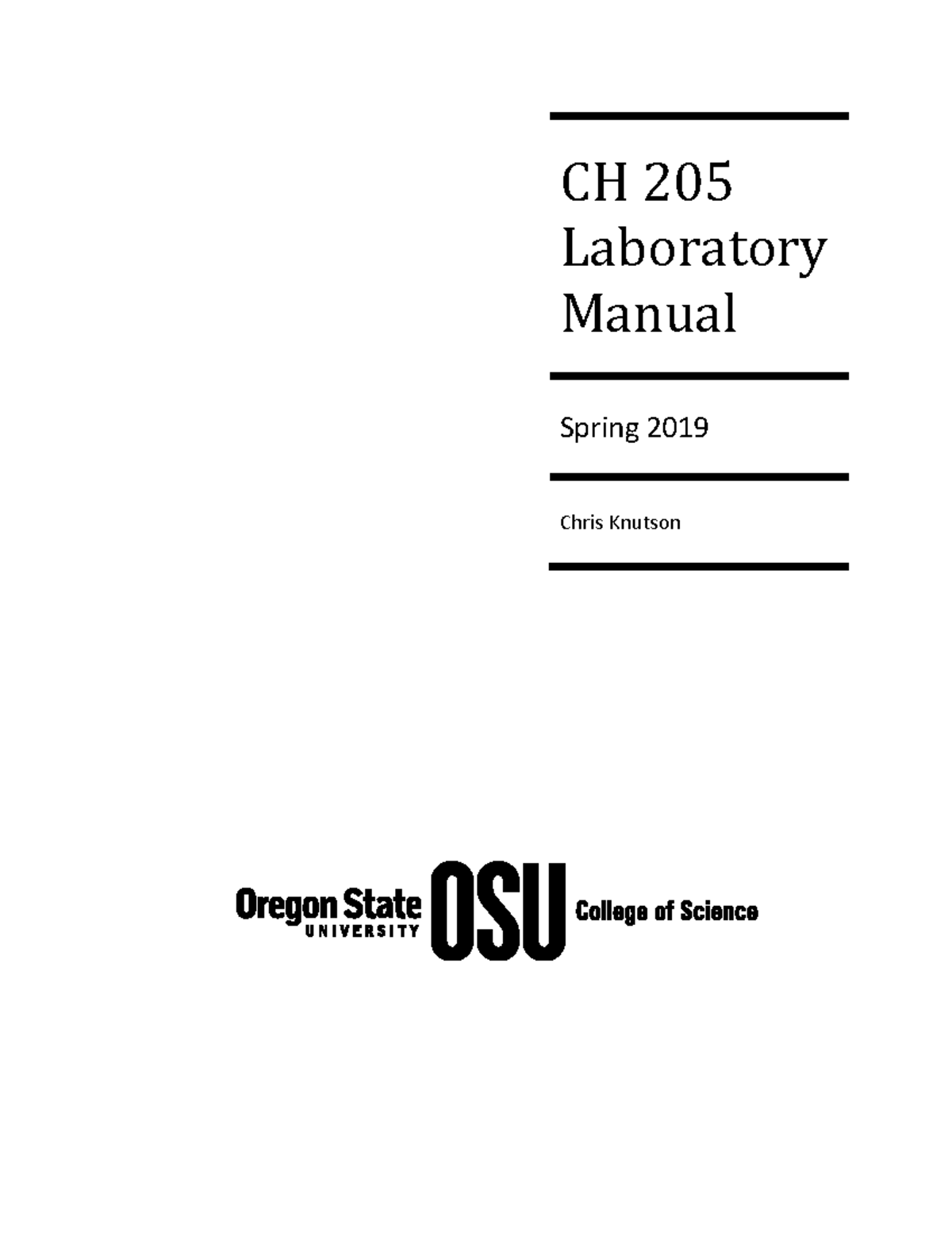 CH205 S19 Lab Manual Solar - CH 205 Laboratory Manual Spring 2019 Chris ...