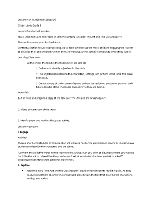 Detailed lesson plan - A DETAILED LESSON PLAN IN ENGLISH The Bolo by ...