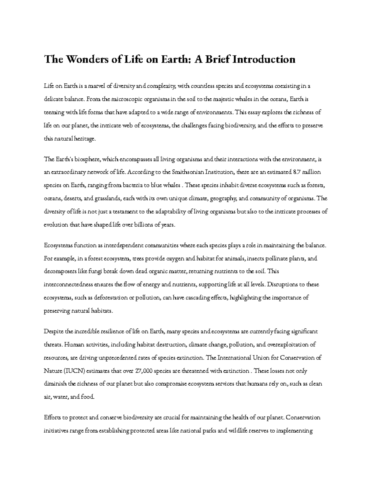 The Wonders of Life on Earth: A Brief Introduction - From the ...