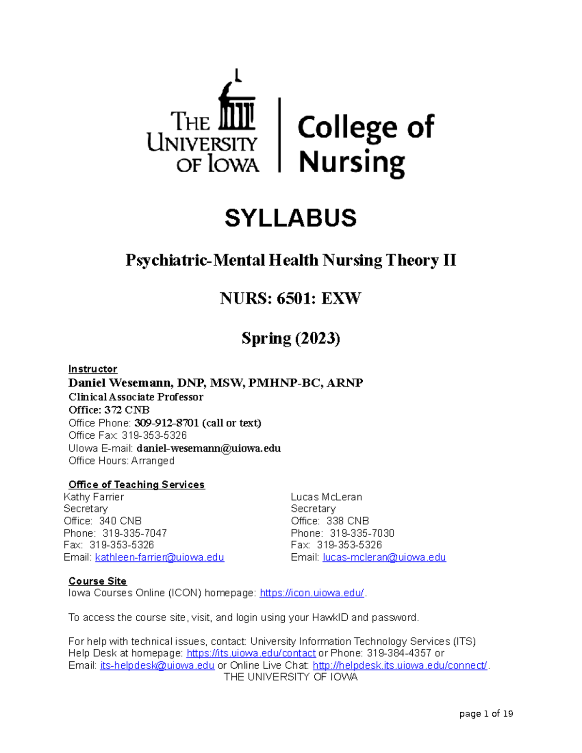 SP23 Theory Syllabus - Practice Materials - SYLLABUS Psychiatric-Mental ...