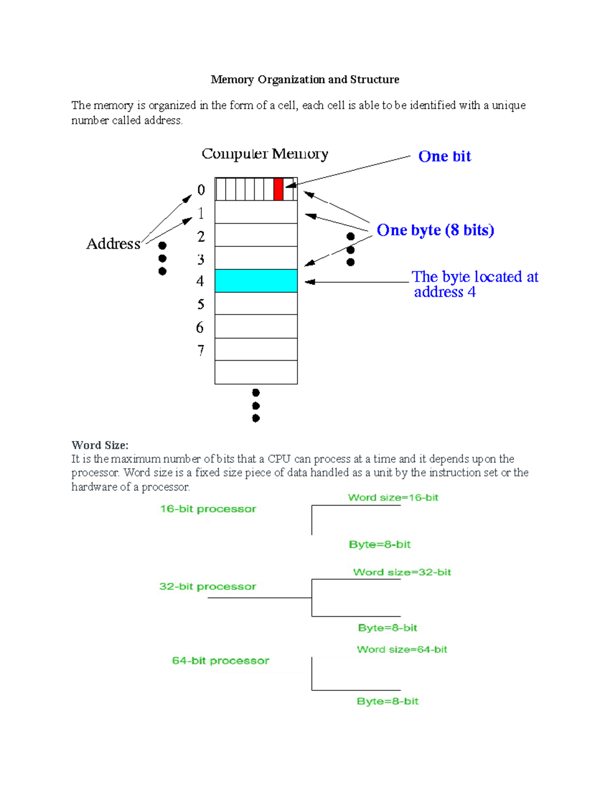 Coal Lecture03 Coal Notes By Gcuf Memory Organization And Structure The Memory Is Organized