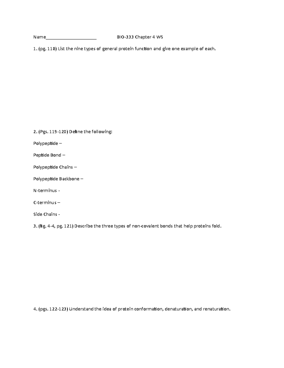 Bio333 CH4.1 Guide - N/A - Name____________________ BIO-333 Chapter 4 ...