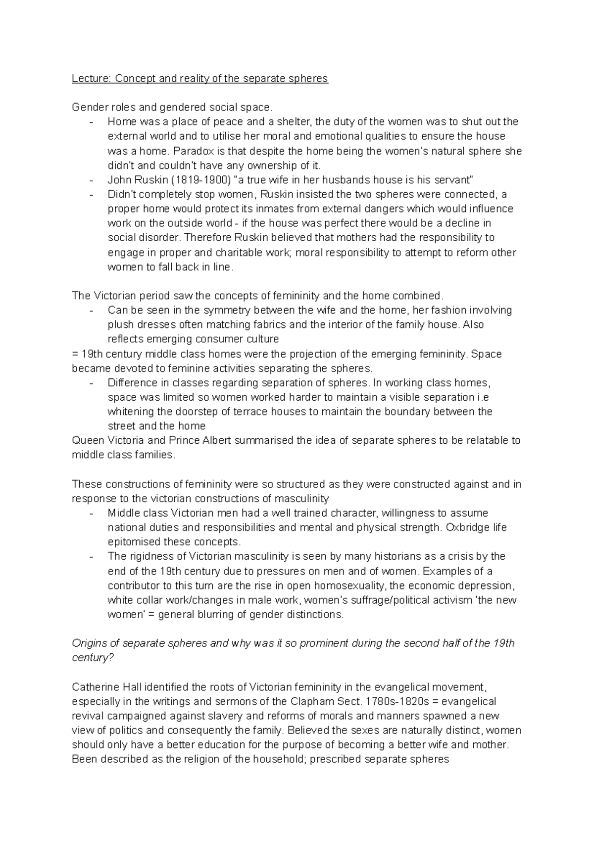 Week 2 - Seperate Spheres - Lecture: Concept and reality of the ...