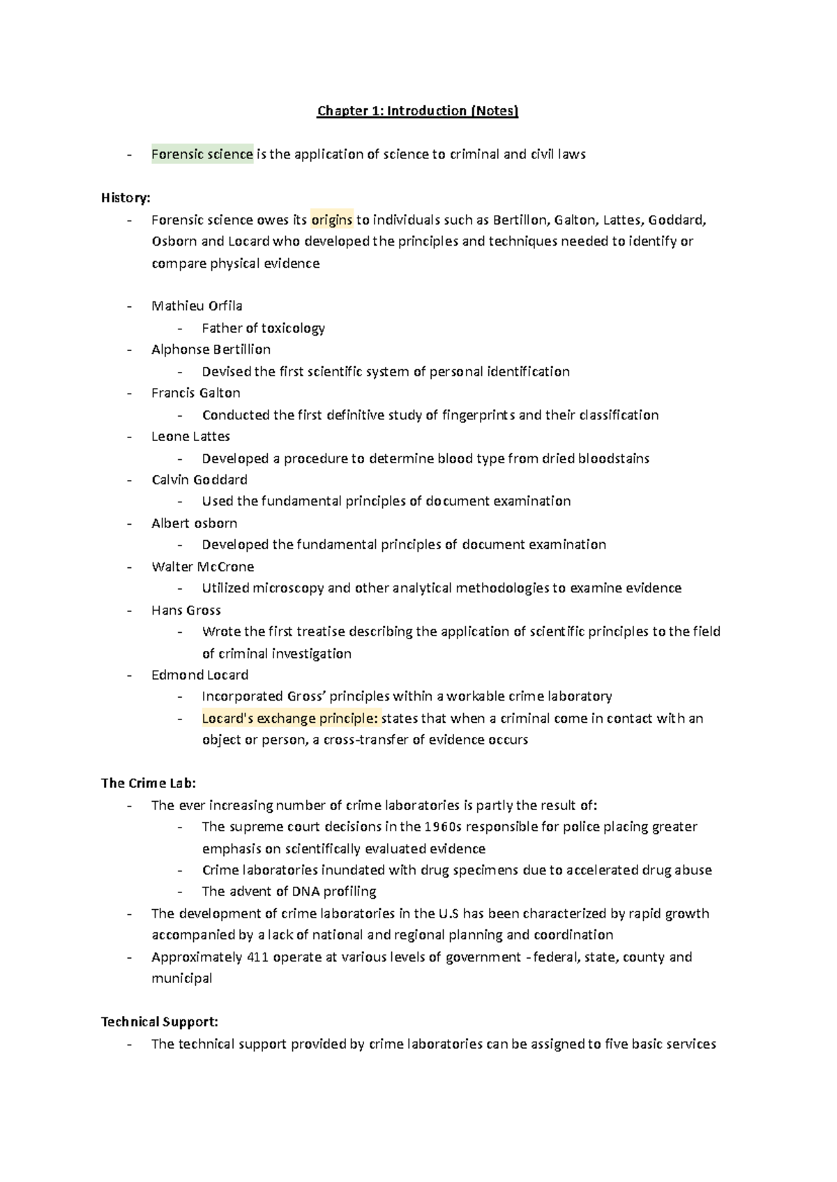 NATS 1575 Chapter 1 Notes - Chapter 1: Introduction (Notes) Forensic ...