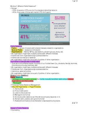 Public Relations Notes - Public Relations Notes Lesson 1: VOCAB ...