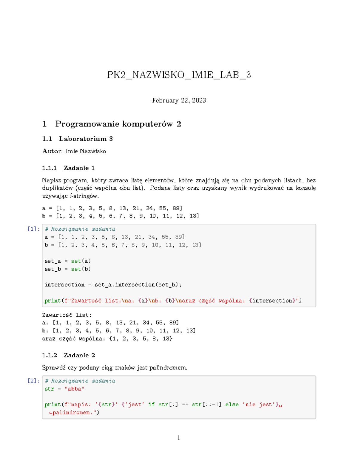PK2 Nazwisko IMIE LAB 3 - Sprawozdanie z programowania komputerów 2 ...