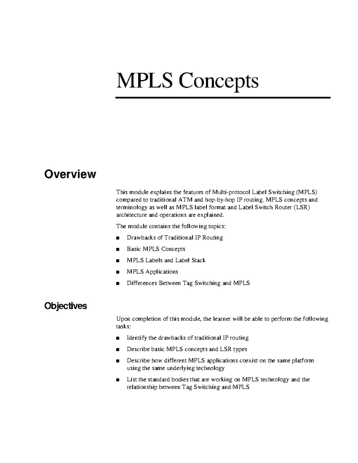 Cisco Mpls Concept Cisco Mlps Concepts Mpls Concepts Overview This