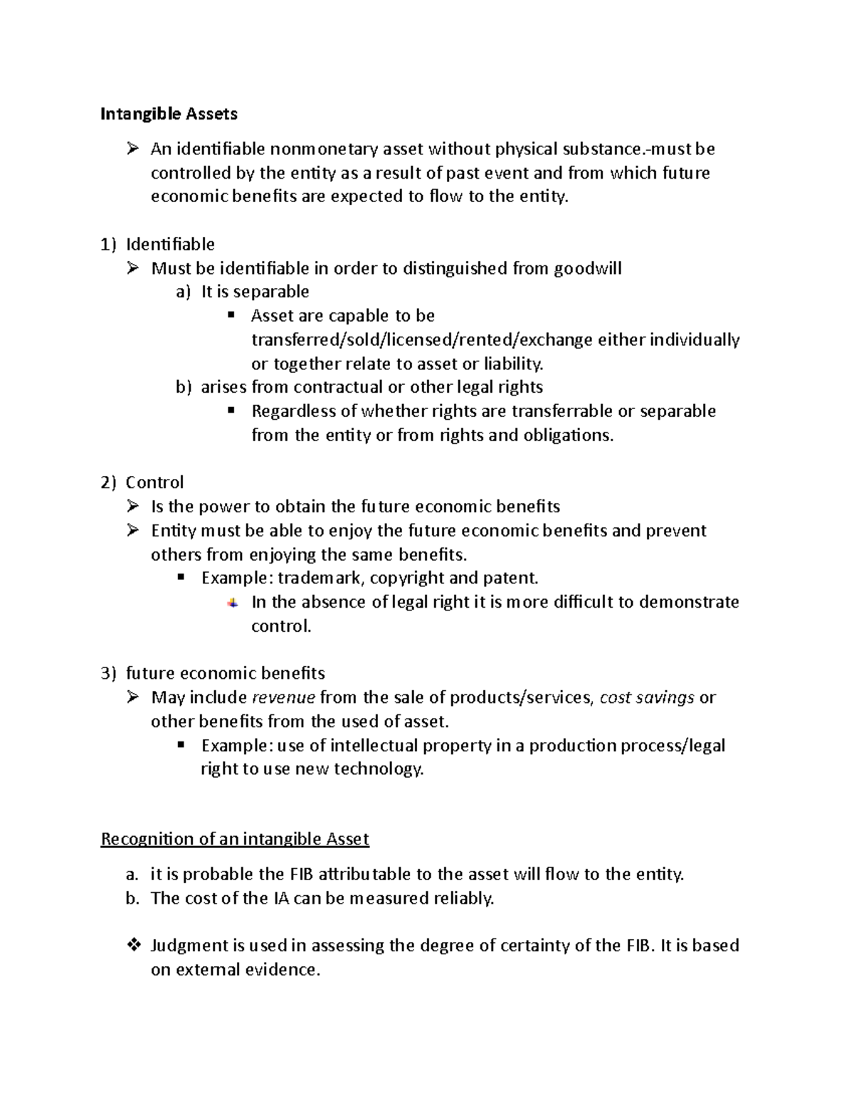 Intangible Assets - Lecture notes 2 - Intangible Assets An identifiable ...