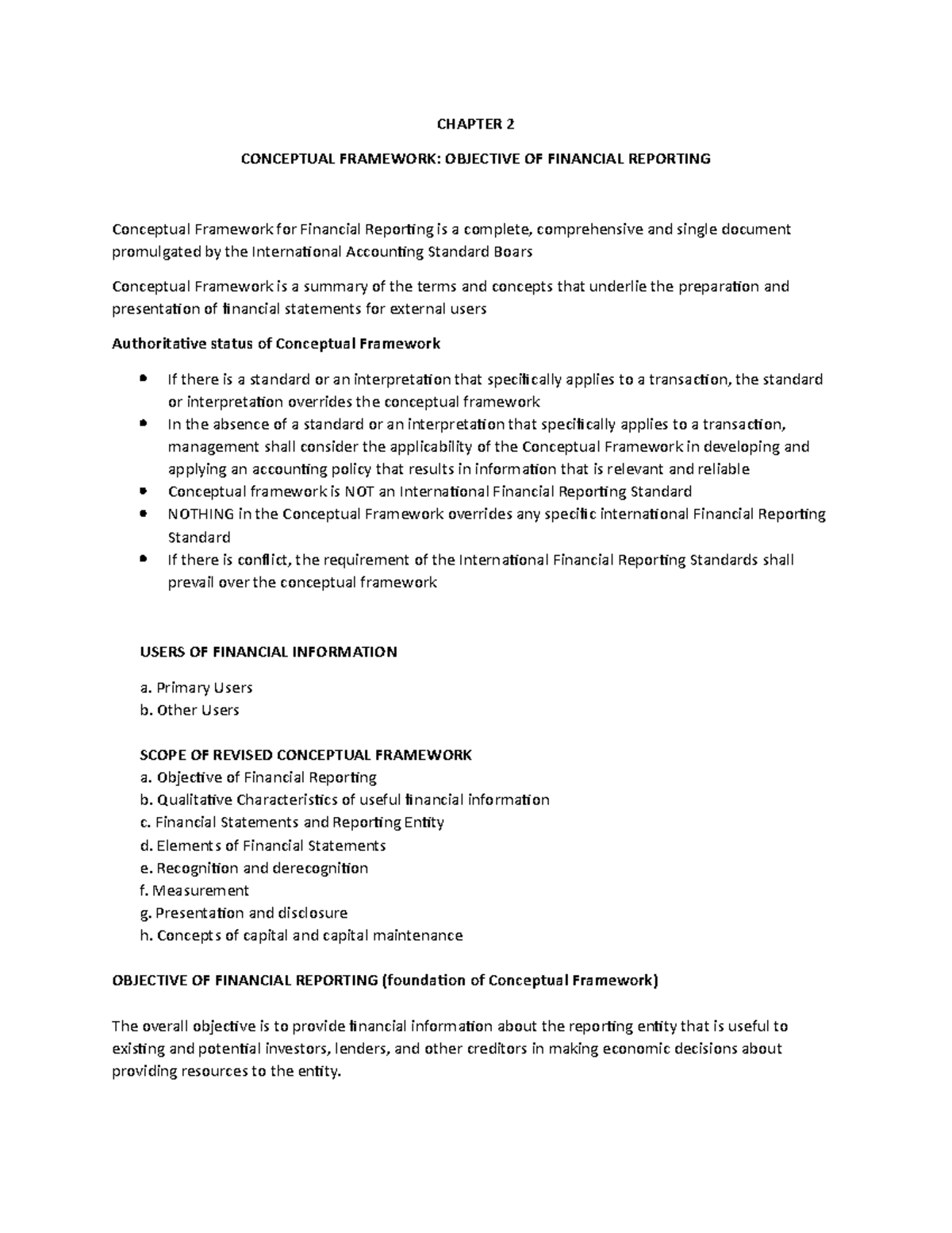 Chapter 2 - Conceptual Framework and Accounting standards - CHAPTER 2 ...