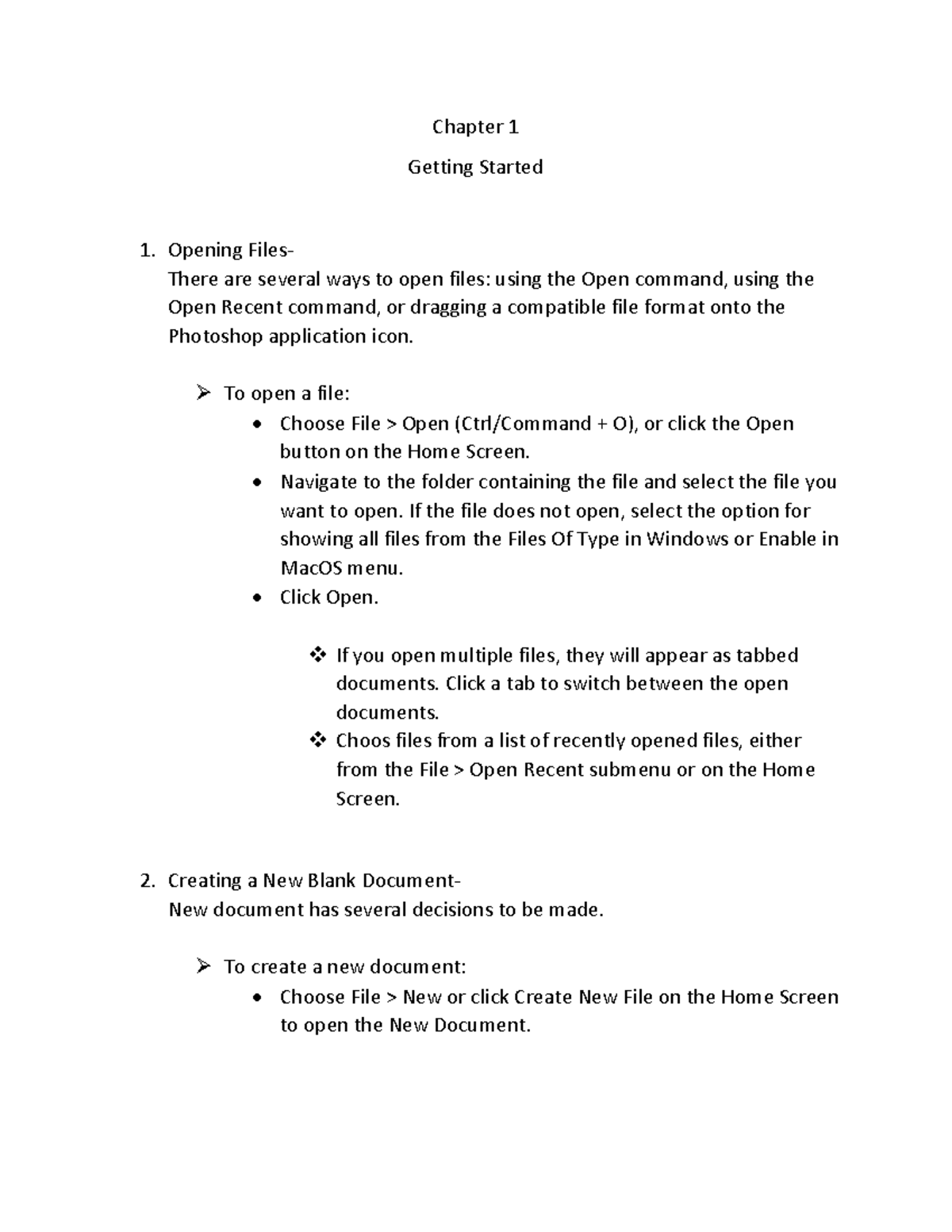 Opening Document and Creating New, Blank Document. - Chapter 1 Getting ... Opening Document and Creating New, Blank Document. - Chapter 1 Getting ...