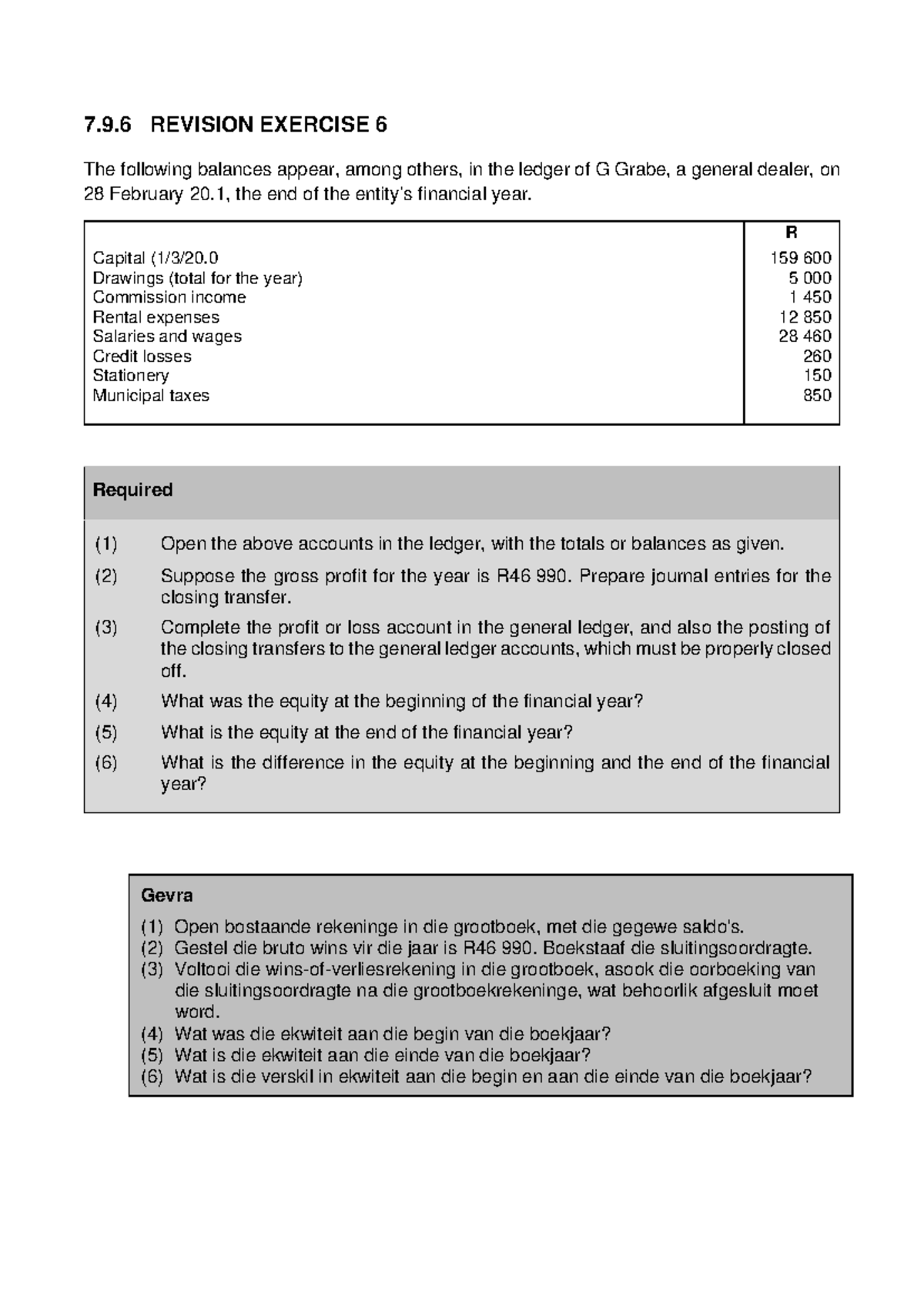 FAC1502 Study UNIT 7 7.9.6 Revision Exercise 6 - 7.9 REVISION EXERCISE ...