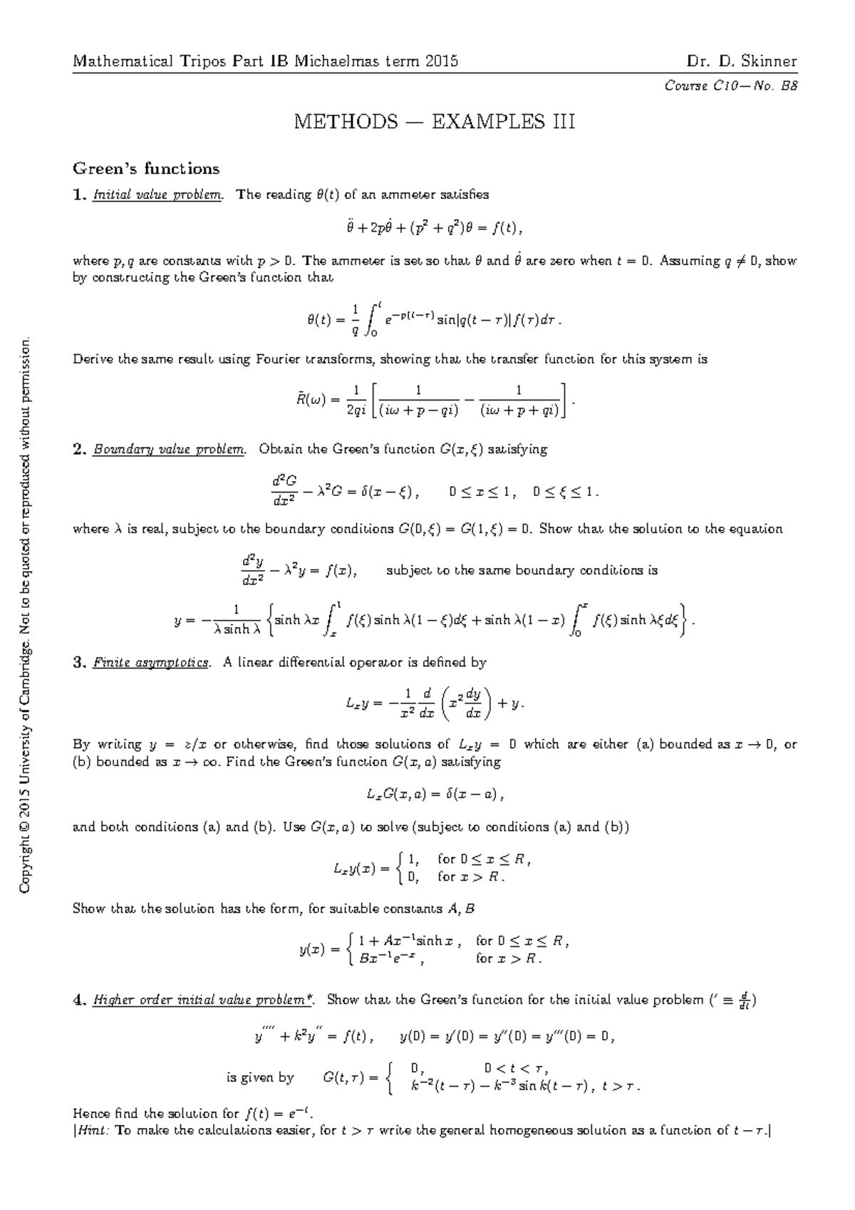 Lecture notes, lecture 3 - Example sheet - Copyright © 2015 University ...