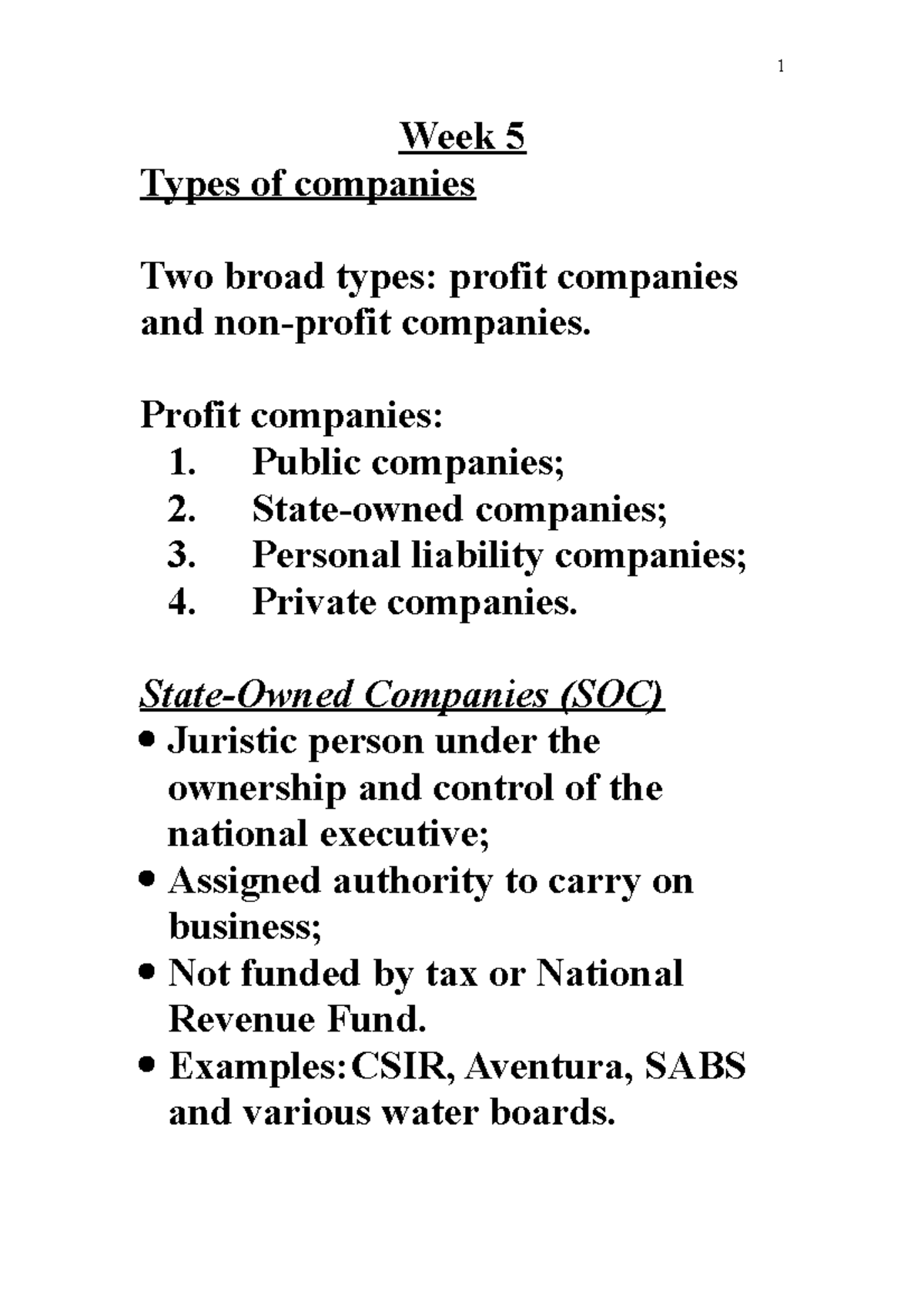 Week 5Types of Companies And Groups - Week 5 Types of companies Two ...
