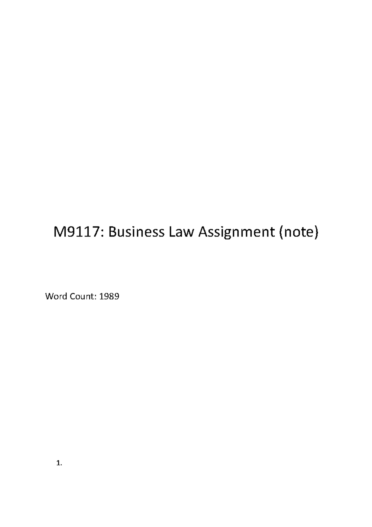 Business law assignment - You must firstly have agreement, this is also ...