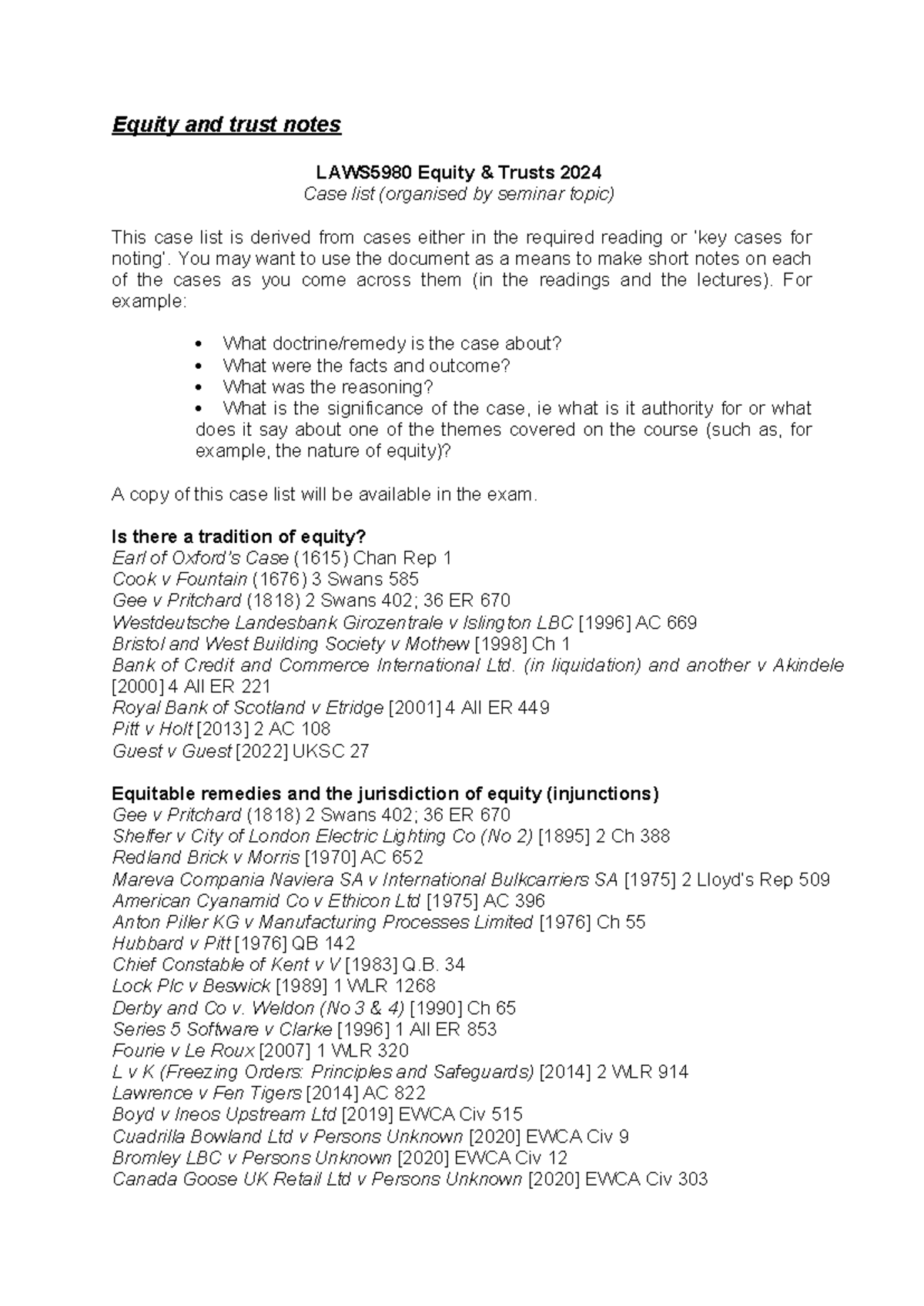 Equity and trust notes - Equity and trust notes LAWS5980 Equity ...
